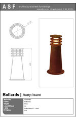 Rusty Round 400mm illuminated bollard | Architectural Street Furnishings