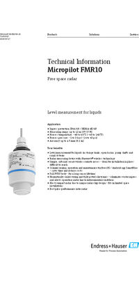 Micropilot FMR10 free-space radar for level measurement | Endress ...