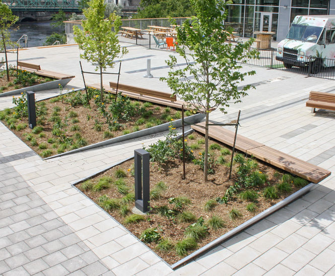 Seating and bollards for Zibi waterfront development | Streetlife