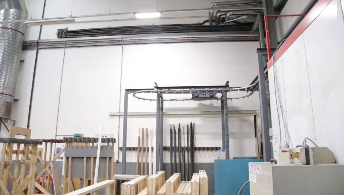 Multirail Auto powered overhead conveyor system | Runners Sliding Door ...