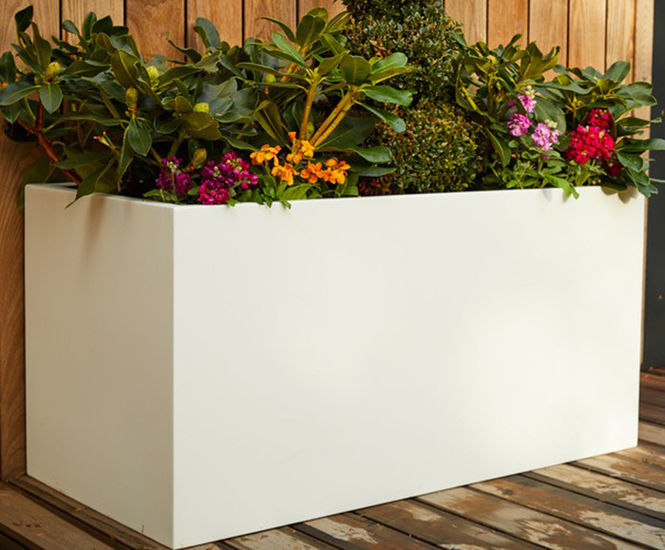 Fibrestone Contemporary box, trough and flared planters | Round Wood of ...