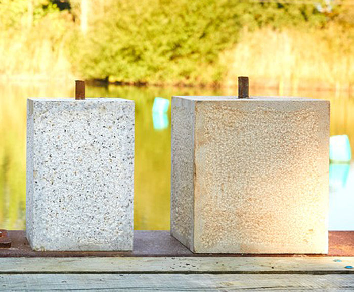 Sandstone Staddle Stone - square garden base for posts or ornaments ...