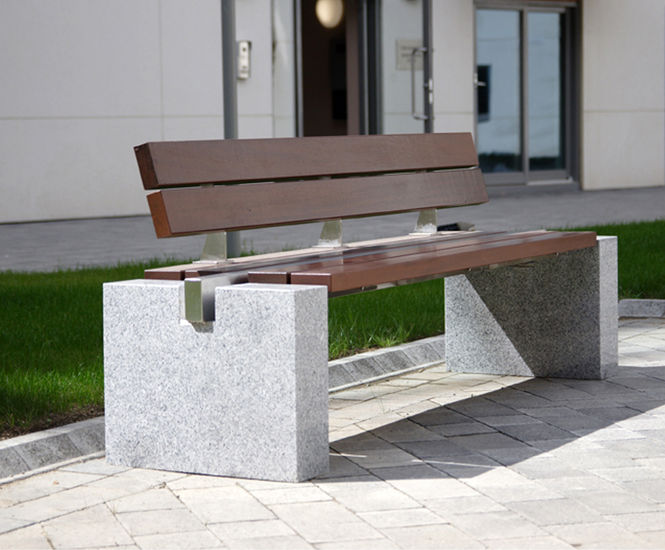 s83 - cut granite, 316 stainless steel and timber seat | Omos