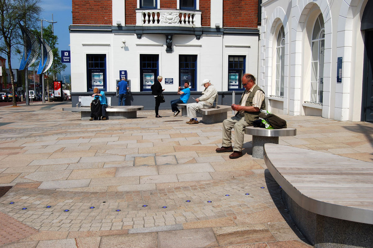 Public realm stainless steel street furniture - Bangor | Images