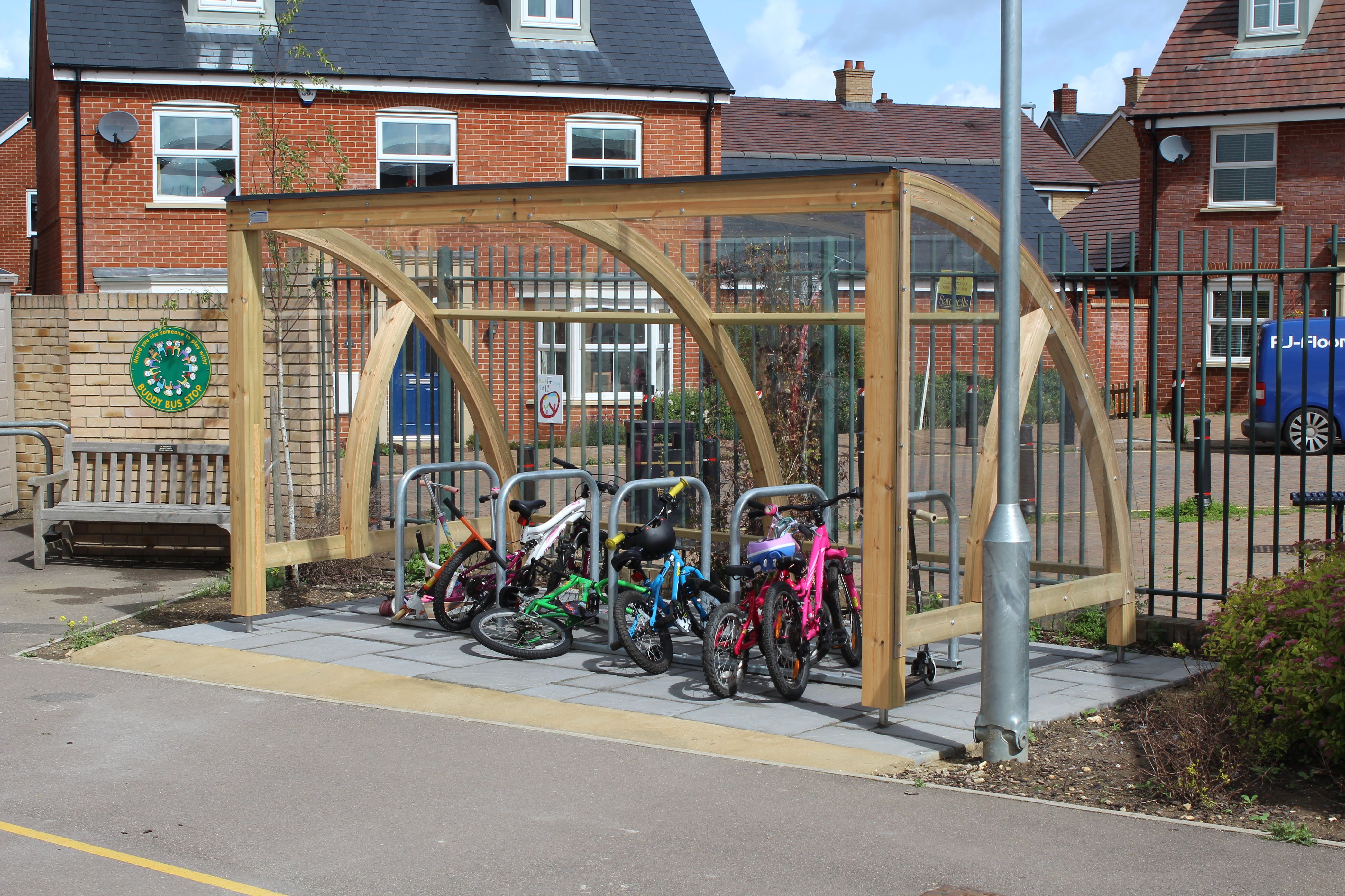 Douglas Fir timber cycle shelters | Setter Shelters | ESI External Works