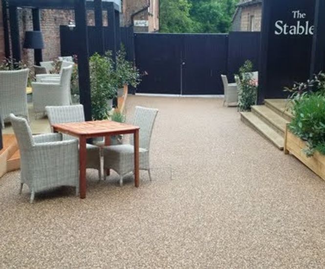 Resurfacing of outdoor seating area for public house | Addagrip Terraco