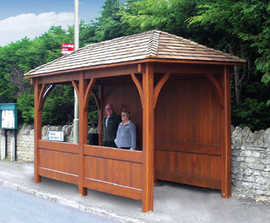 Enclosed timber bus shelters with pitched roof | Littlethorpe of ...