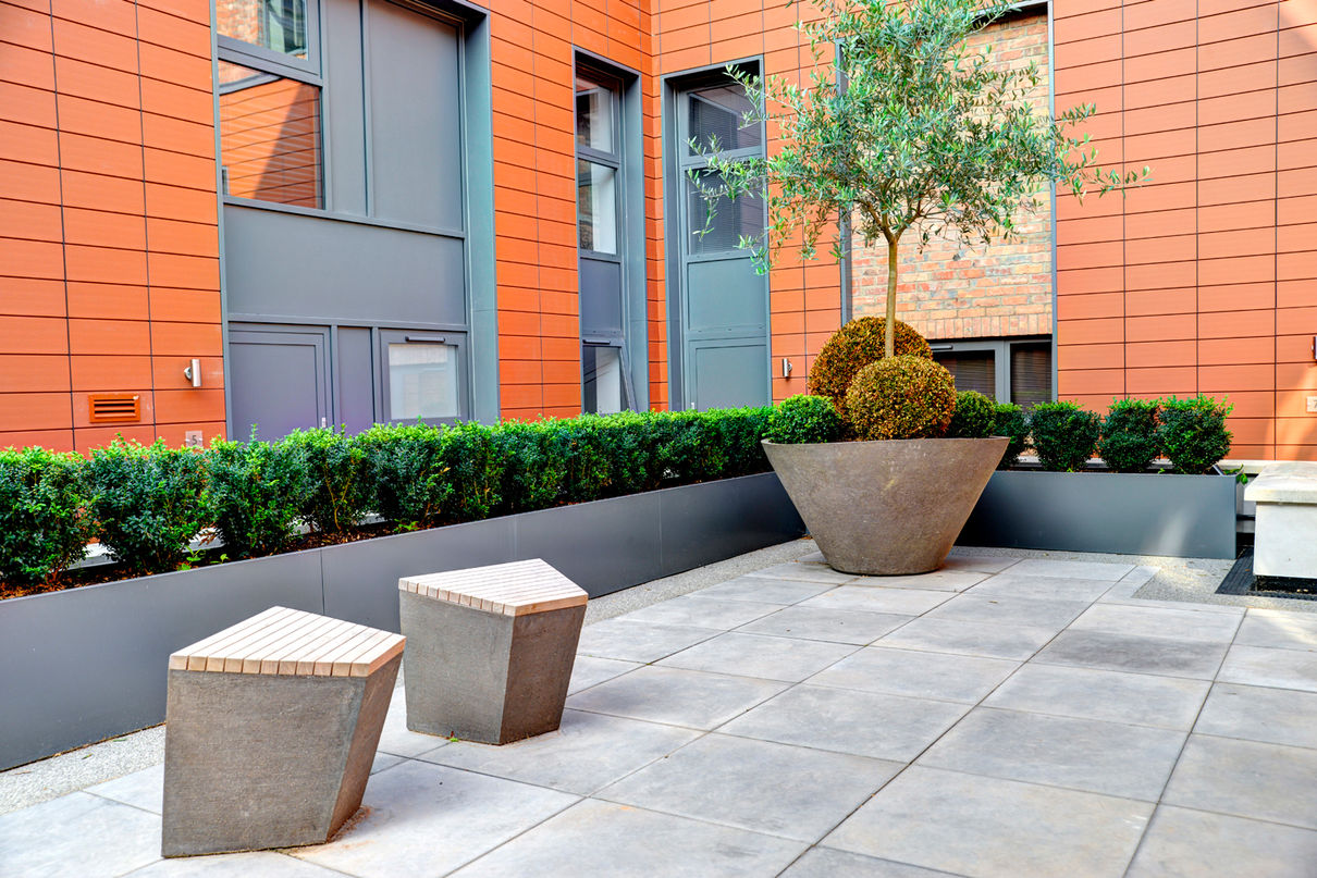 Planters for communal courtyard, residential development | IOTA | ESI ...