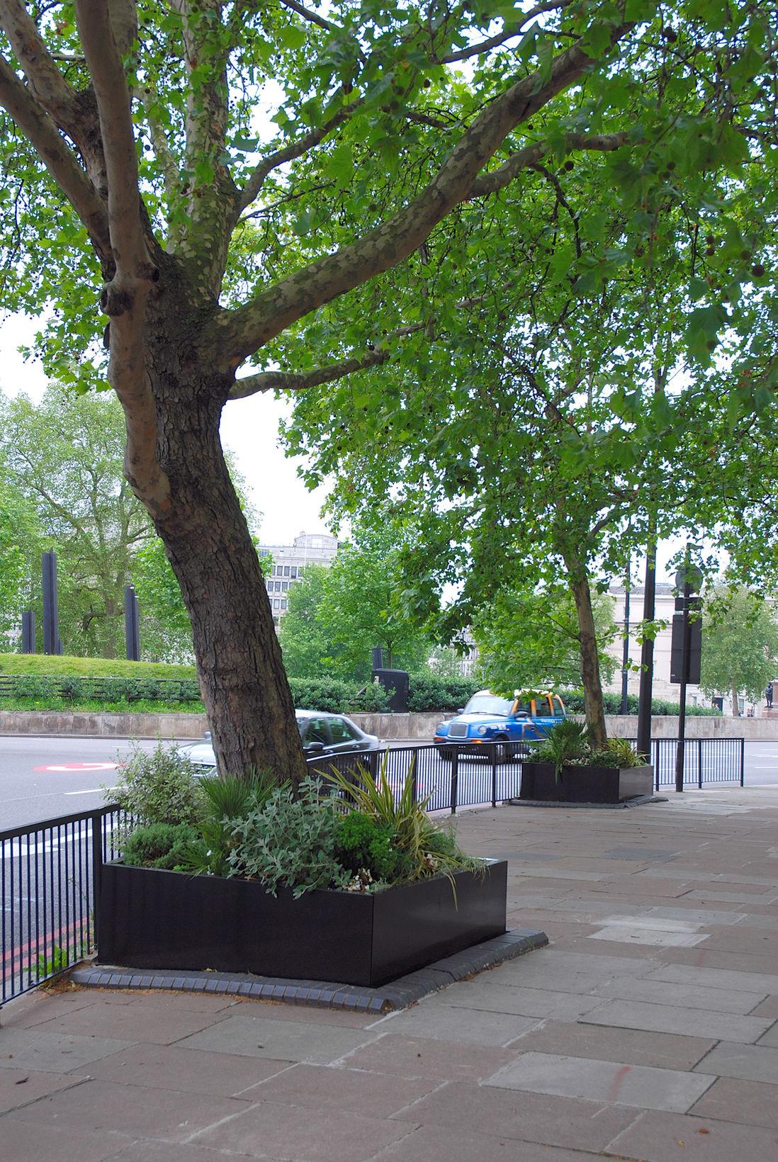 Bespoke steel tree planters for Park Lane hotel | IOTA | ESI External Works