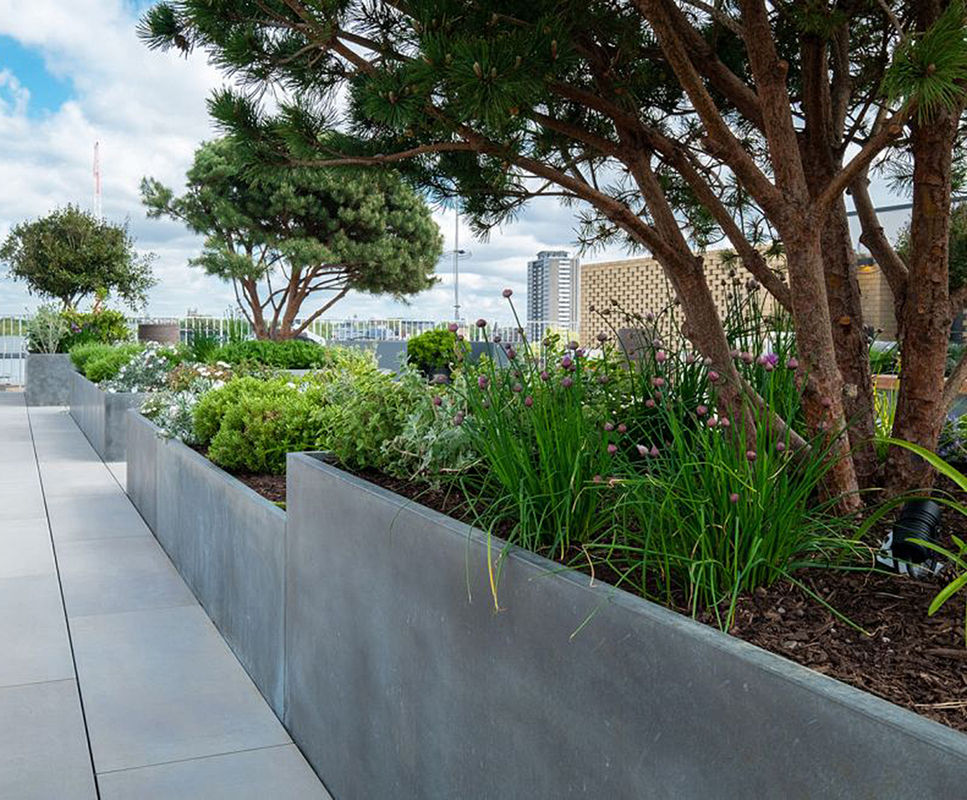 Bespoke planters and seating for terraces - The Bindery | Images