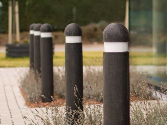 Images for Domed top recycled plastic bollard with reflective strip