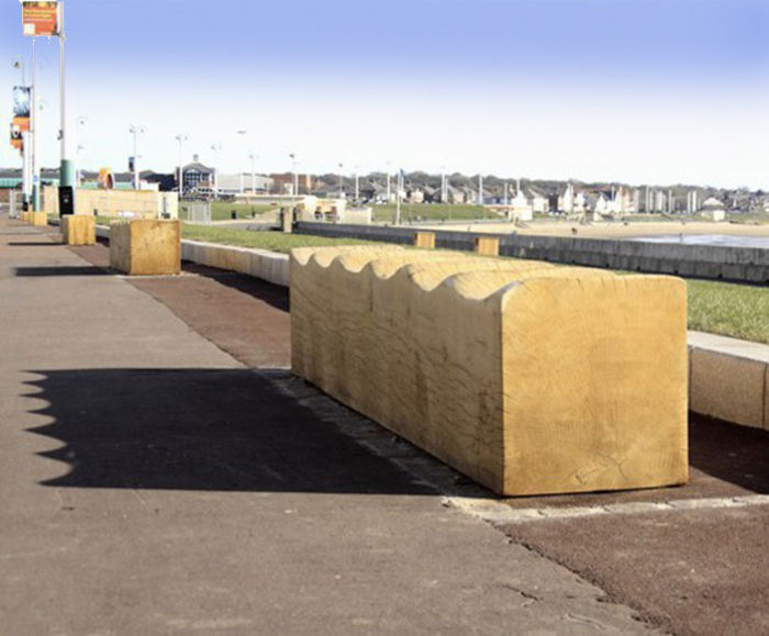 Images for Wave bench in natural green oak