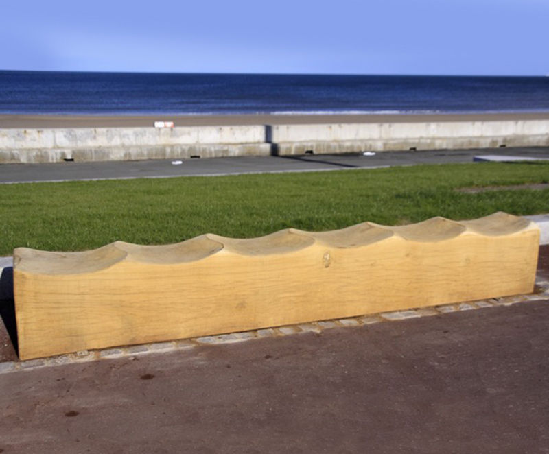 Images for Wave bench in natural green oak