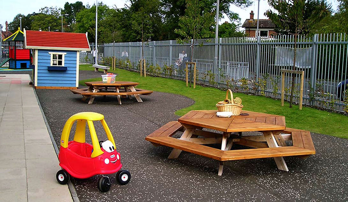 Sheldon All Timber Hexagonal Picnic Table - SPT303 | Images