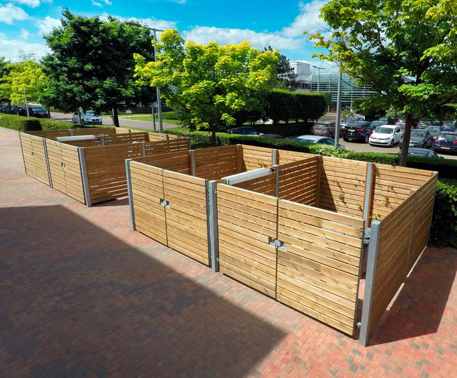Sheldon Bin Store SBS302 - steel and timber outdoor bin enclosure ...