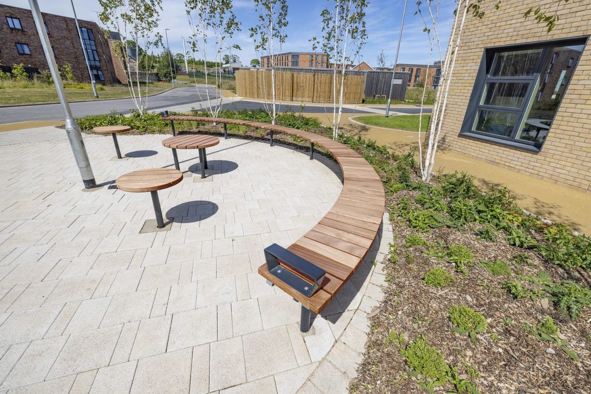 Contemporary outdoor seating for new research facility | Images