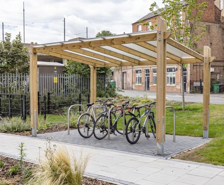 Small timber cycle shelter - Nottingham College City Hub | Langley ...