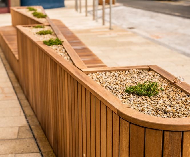 Bespoke seating and planter system - Wexford | Public Spaces