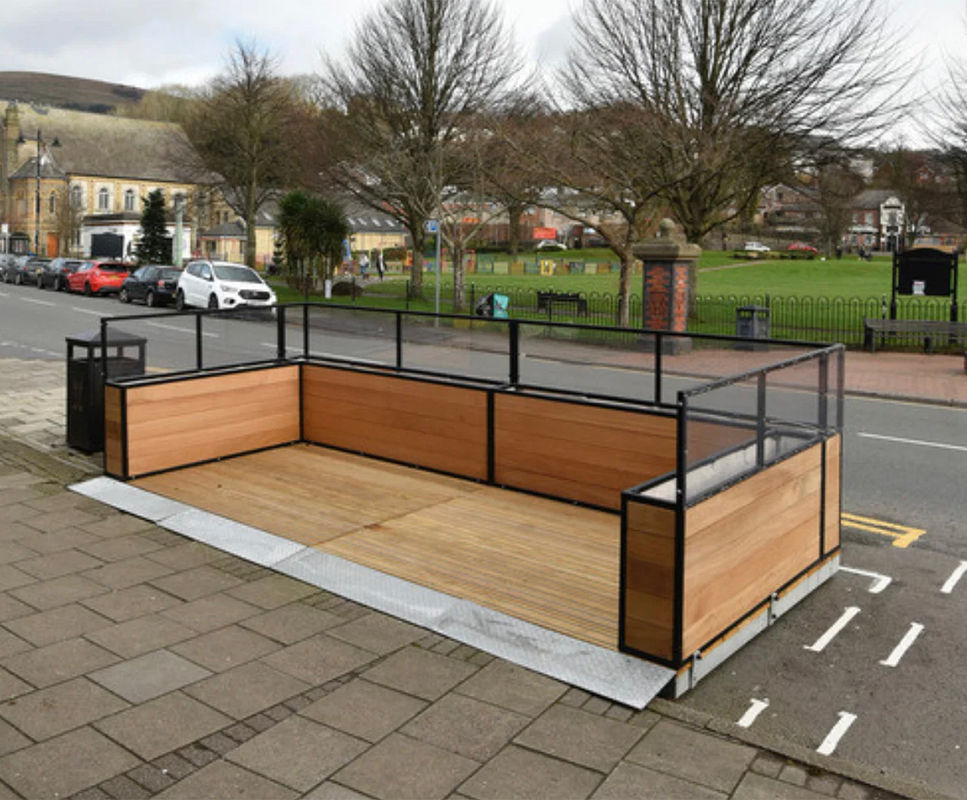 Parklet – modular structures with mild steel bases | Images