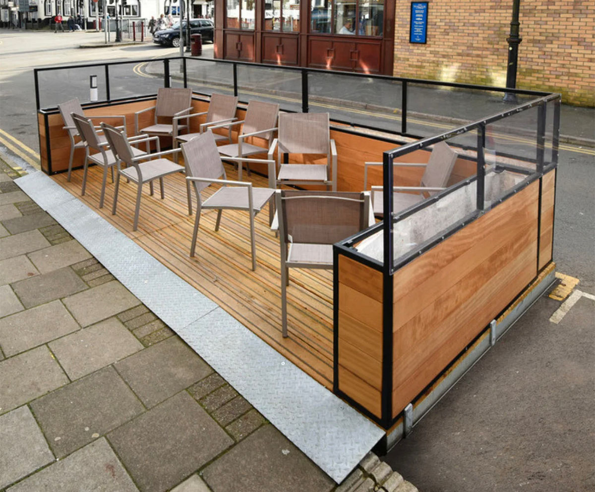 Parklet – modular structures with mild steel bases | Broxap | ESI ...