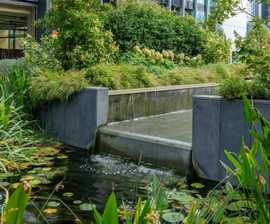 Waterfalls, aeration and automatic irrigation at East India dock ...