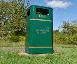 Derby E – mild steel litter bin, 120 litre | Broxap | ESI External Works