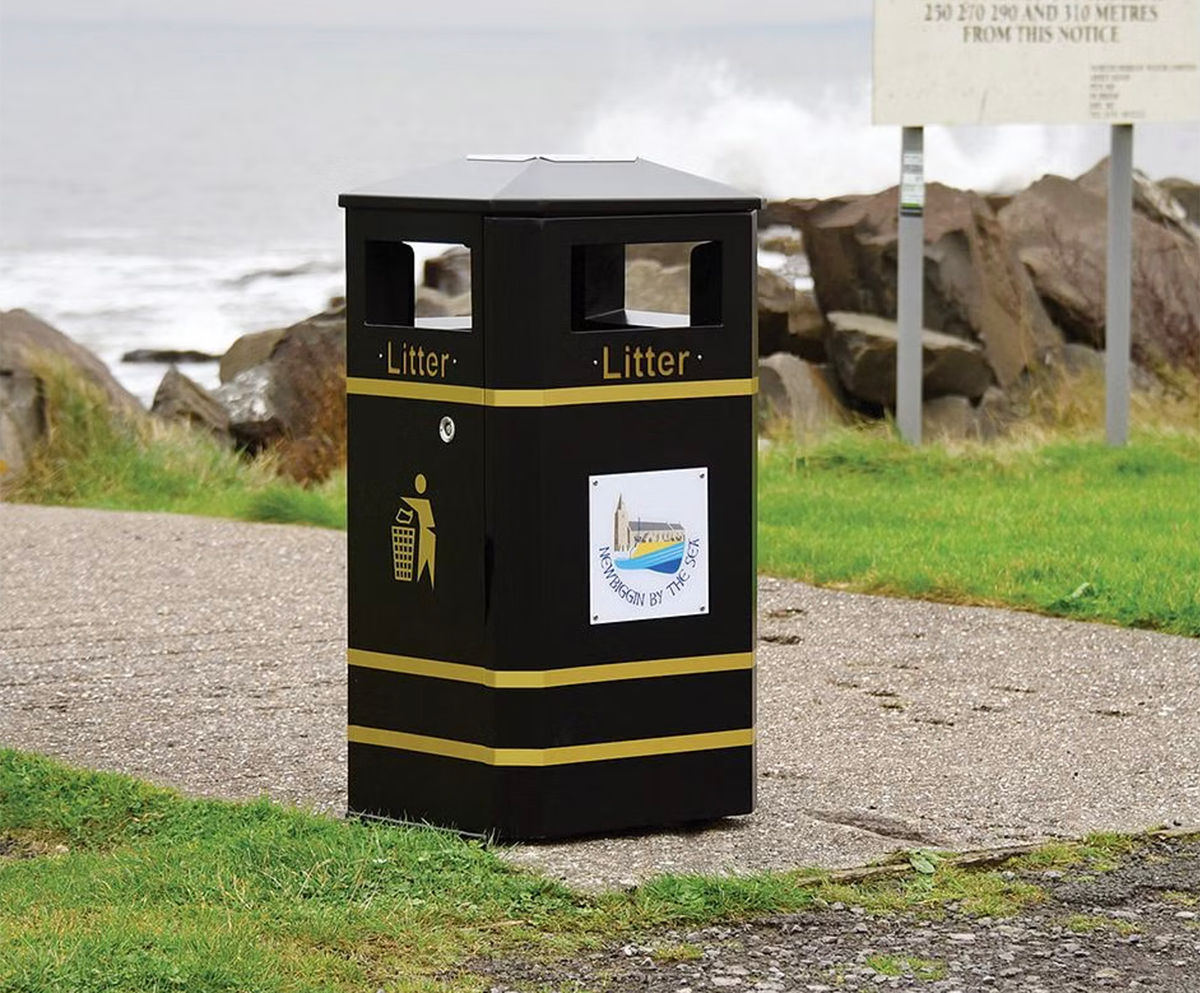 Derby Standard – mild steel litter bin, 120 litre | Broxap | ESI ...