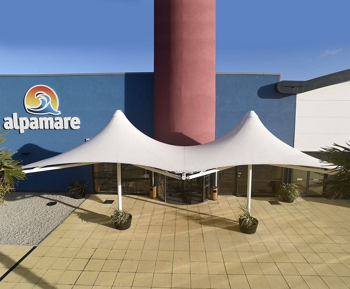 Double Conic – twin tensile canopy for big outdoor areas | Broxap | ESI ...
