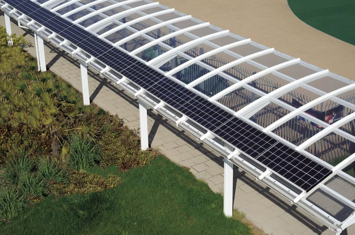 Cantilever walkway and street furniture for new college campus | Broxap ...