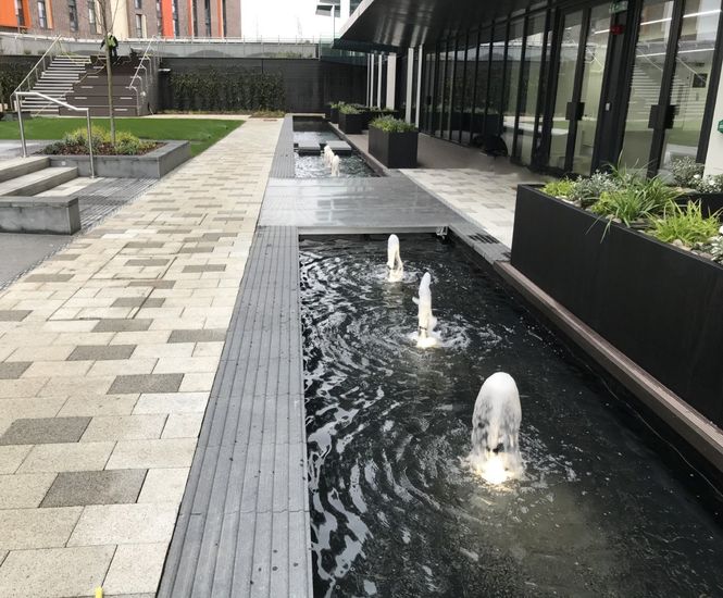 Rills, water jets, mirror pools and irrigation - Wembley Park | Ustigate