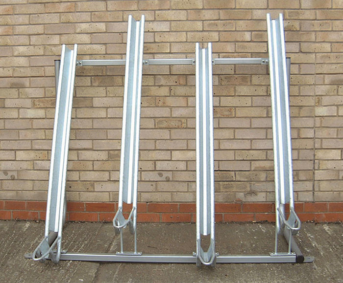 Semi-Vertical Cycle Rack - galvanised steel space-saving bike storage ...