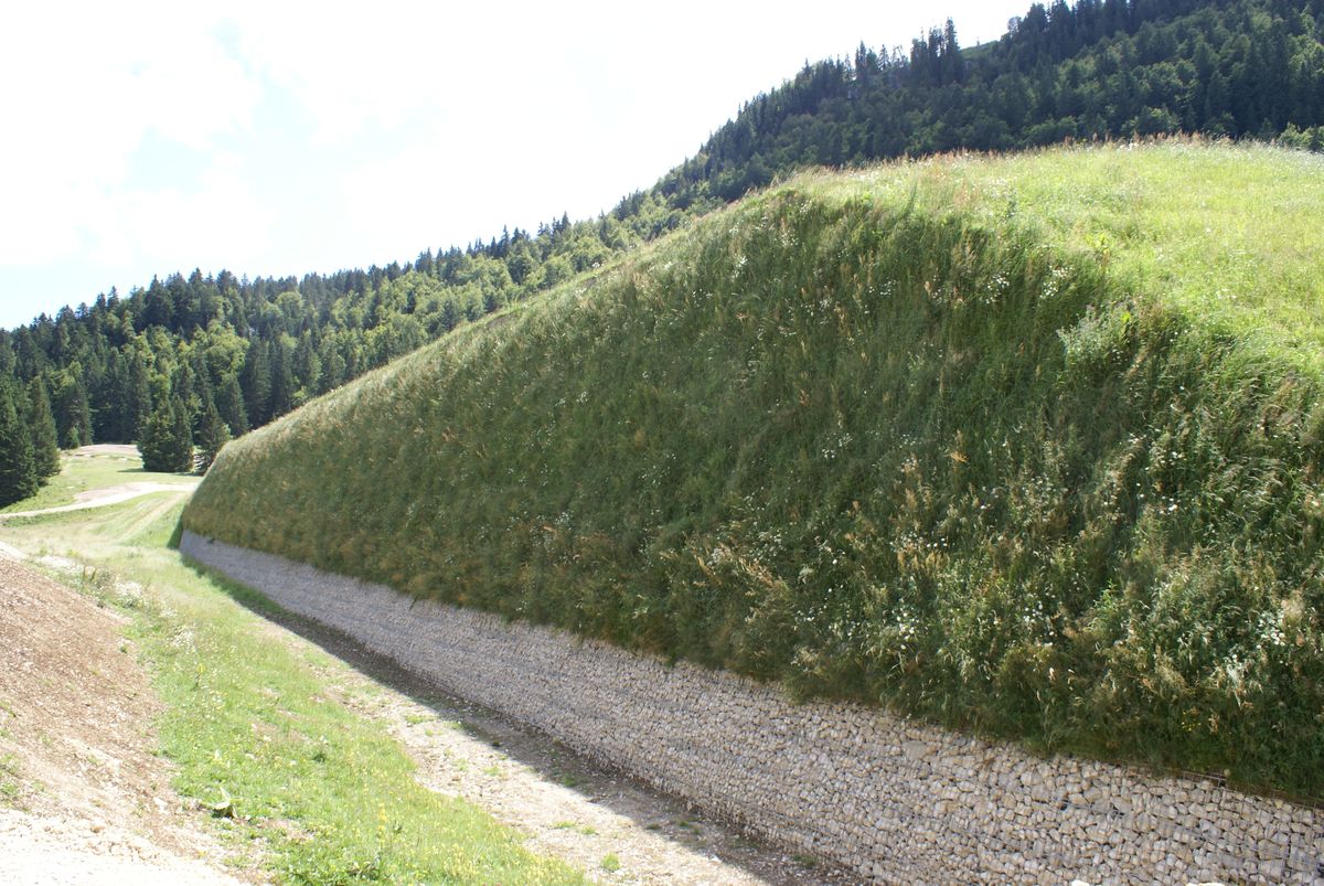 Noise Barrier/bund reinforced soil steep slope solution | Reinforced ...