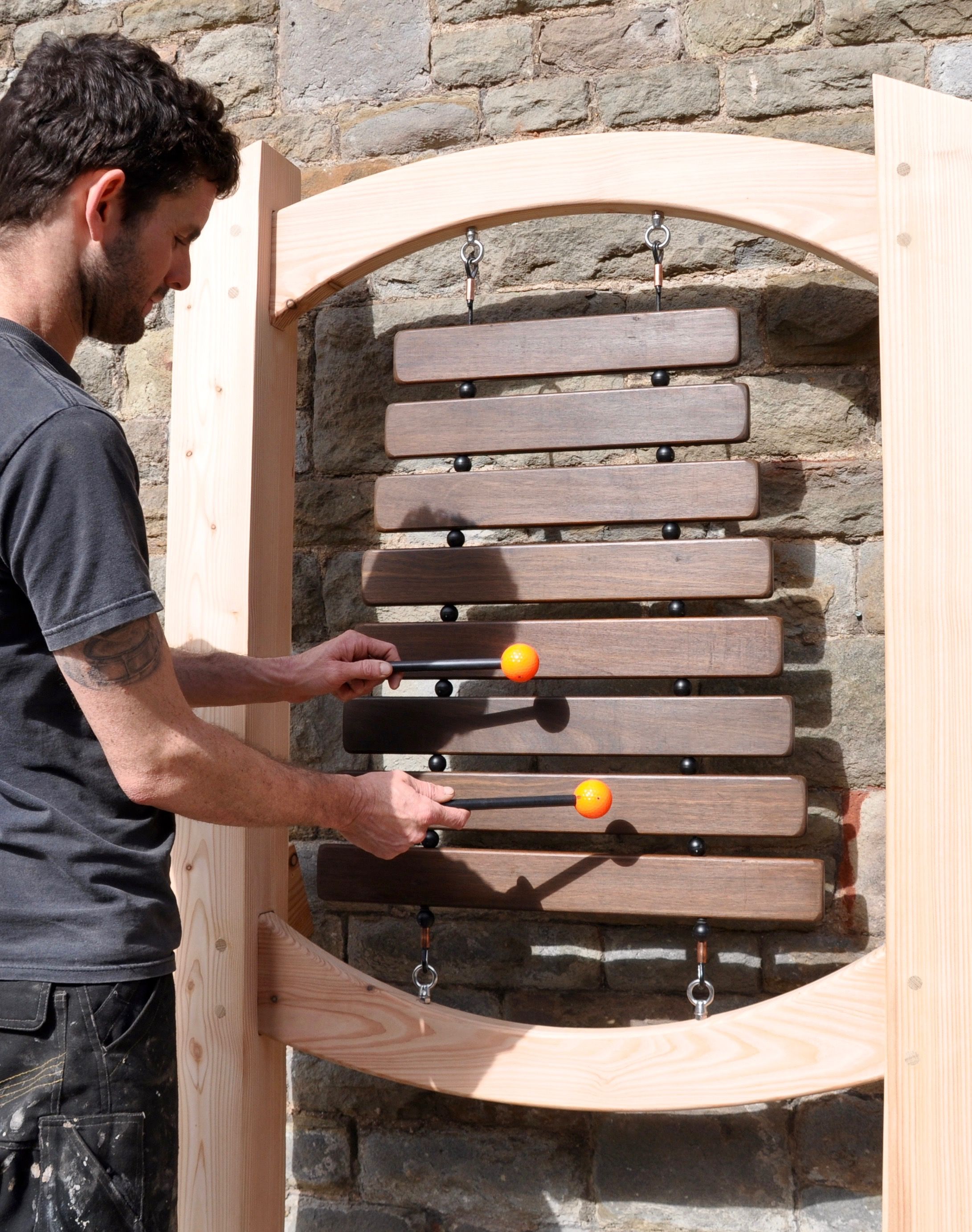 Vertical Xylophone with arched timber frame | Acoustic Arts | ESI ...