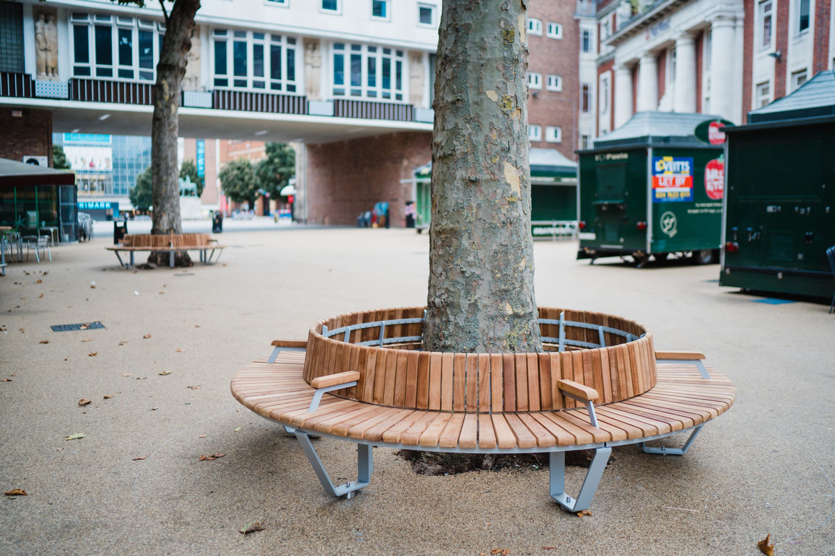 Bespoke circular seat and table - Coventry city centre | Images