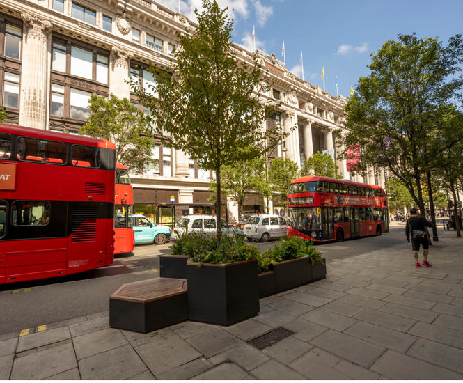 Temporary bespoke seating and planters - Oxford Street | Urban Street ...