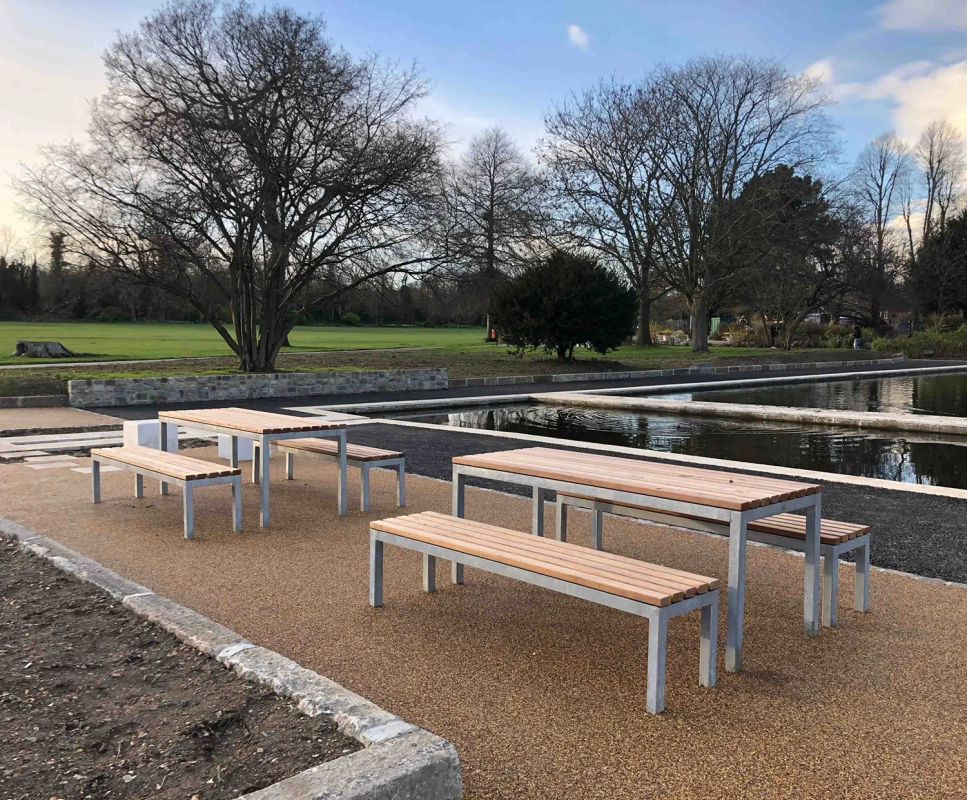 Images for Parallel steel and iroko hardwood bench