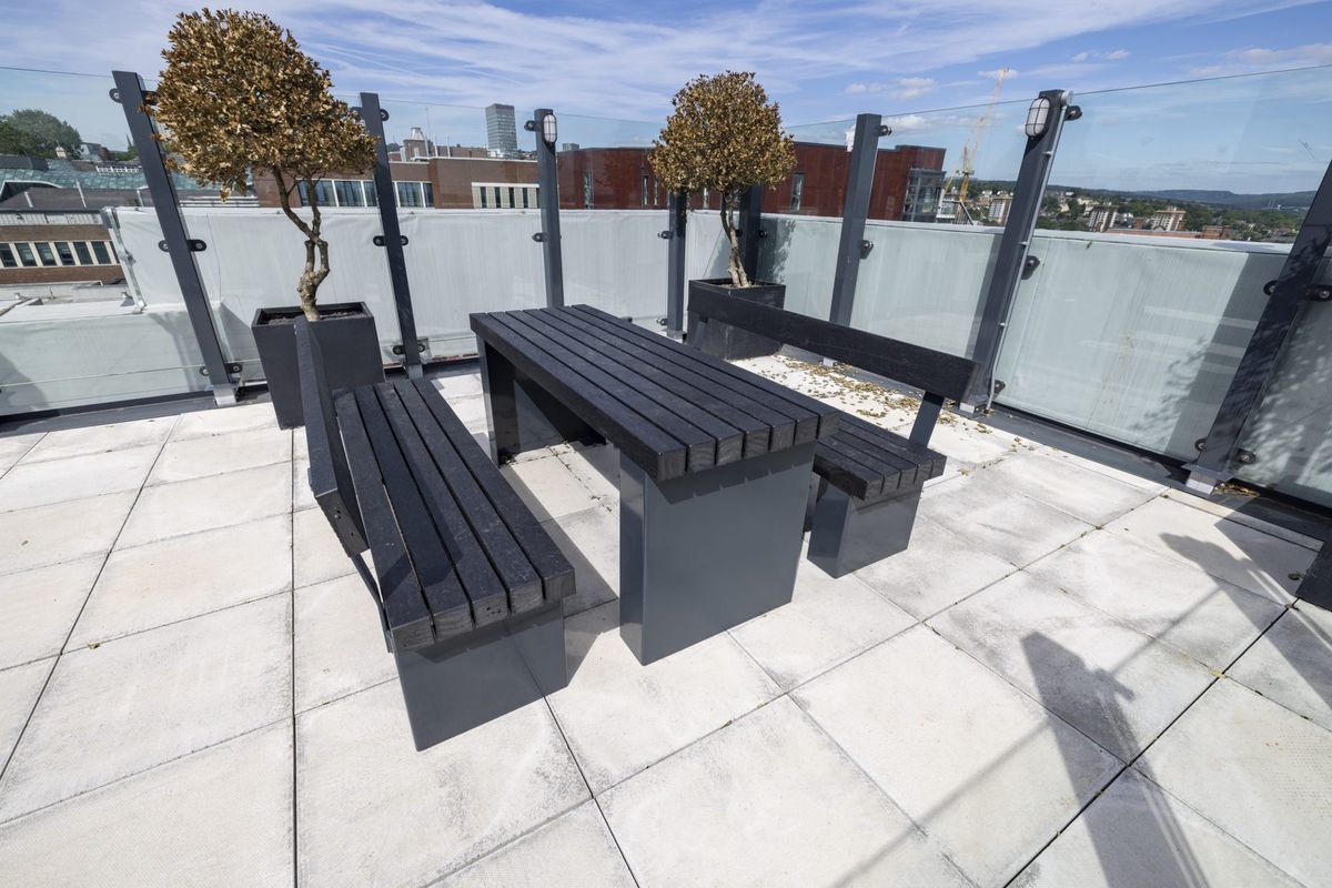 External seating and picnic tables for student accommodation | Images