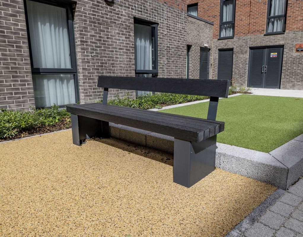 External seating and picnic tables for student accommodation | Images