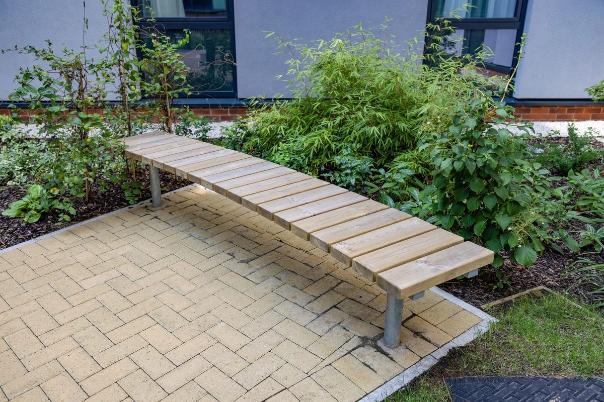Outdoor seating for student accommodation in Birmingham | Images
