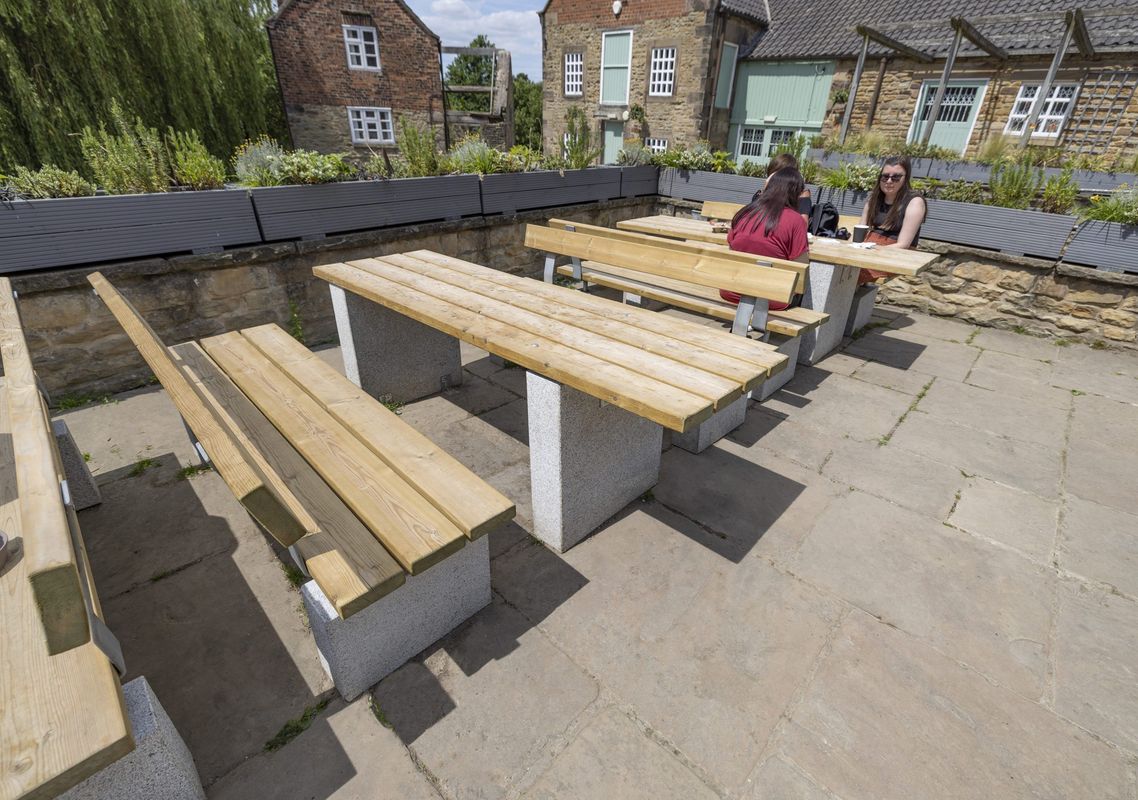 Picnic tables for cafe at Rother Valley Country Park, Sheffield | Images
