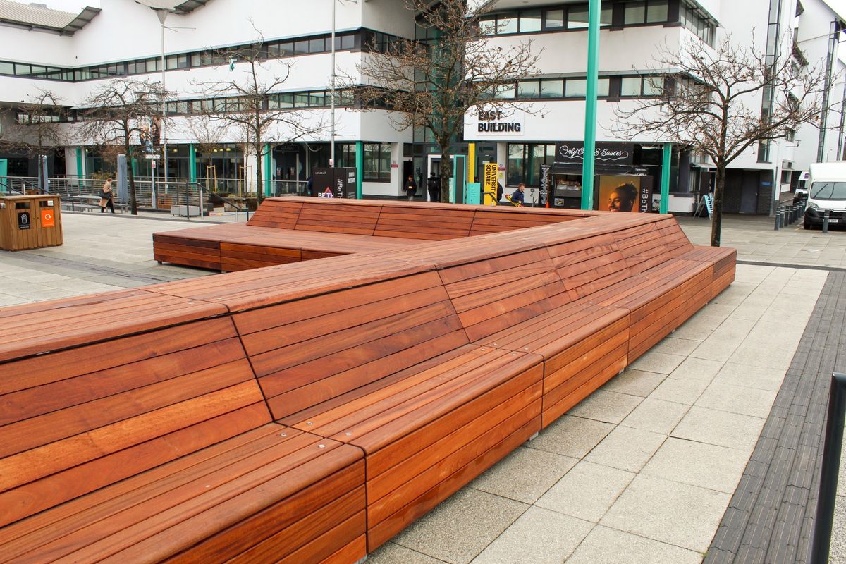 Images for Podium contemporary steel and timber bench