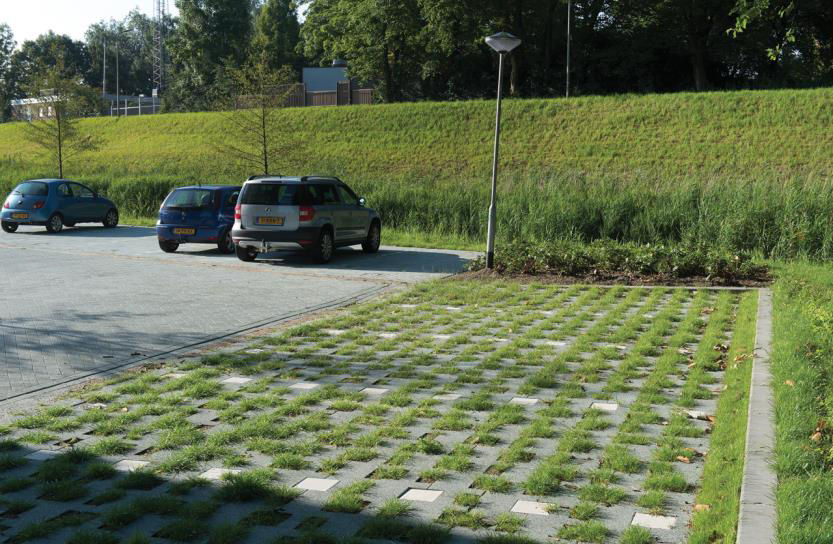 Square concrete grass pavers for light vehicular traffic areas ...