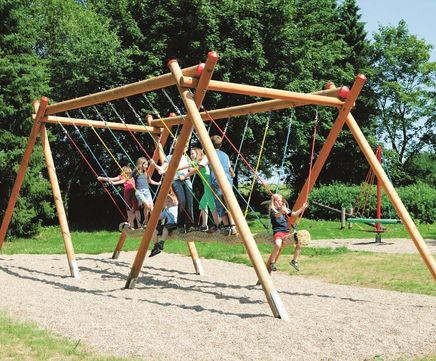 Viking Swinger - wood and rope playground swing for 10 users | Huck Play