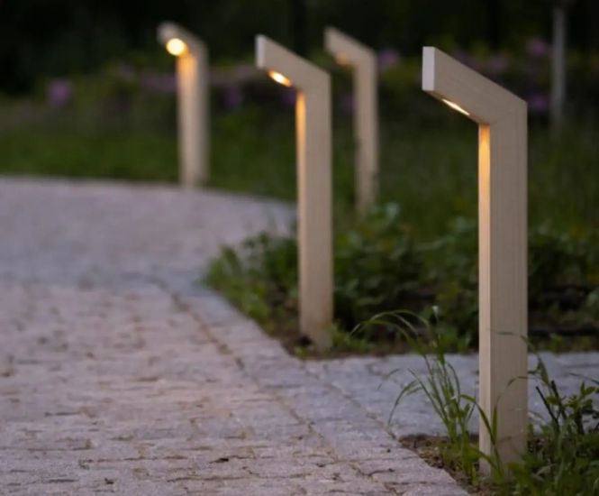 Punto Lighting Bollard - timber LED outdoor path light | Landmark