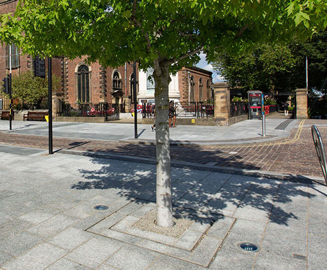 Castle heavy-duty mild steel recessed tree grille | GreenBlue Urban Ltd