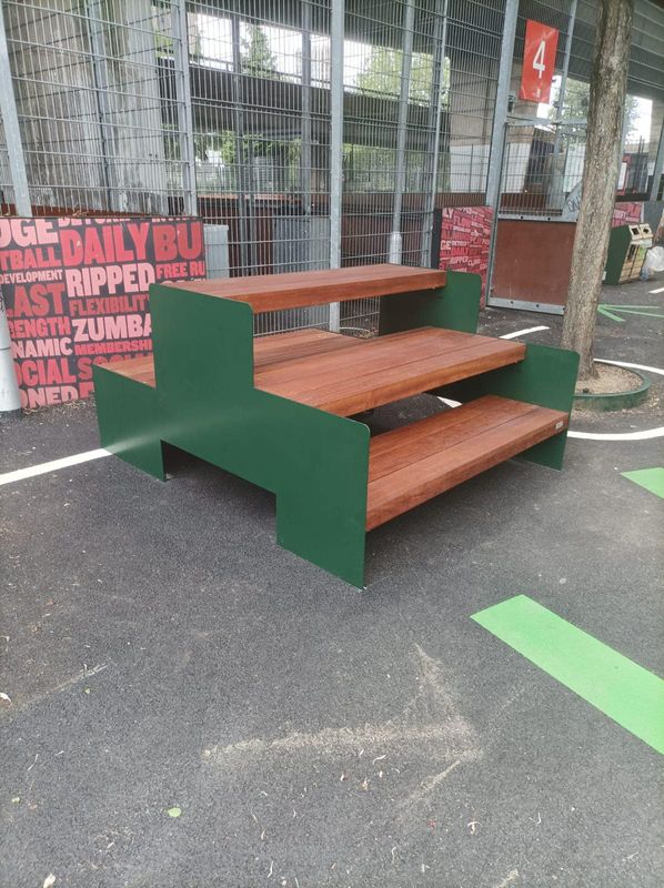 Images for Bespoke iroko and steel tiered seating - London