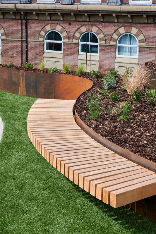 Ambit - integrated timber seating for steel planter systems | Images