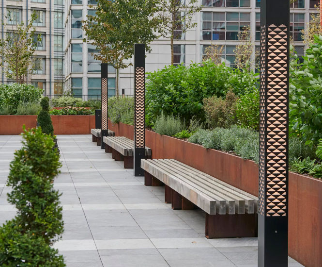 Ambit - integrated timber seating for steel planter systems | Raaft®