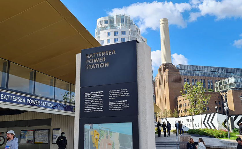 Iconic wayfinding signage - Battersea Power station, London | Images