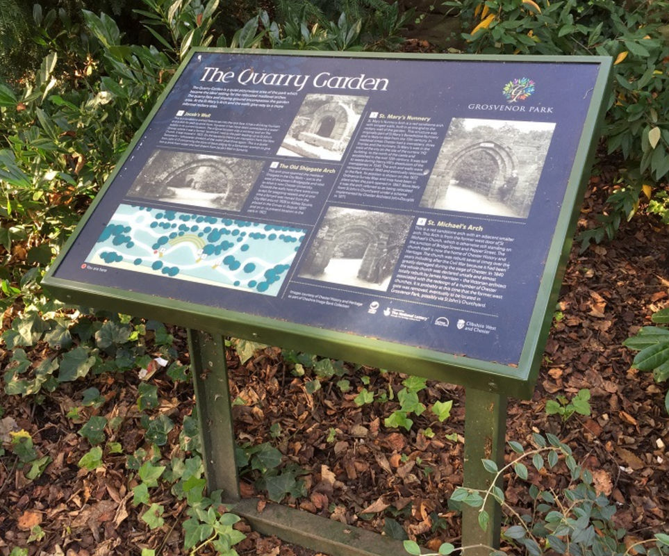 Bespoke suite of wayfinding signage - Grosvenor Park, Chester | Images